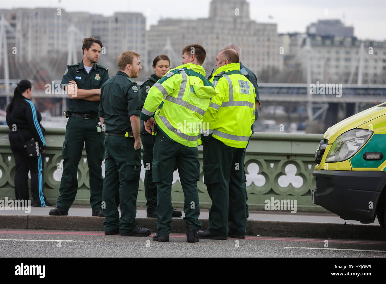 Westminster Bridge. London. UK .29 Mar 2017 - Emergency services on ...