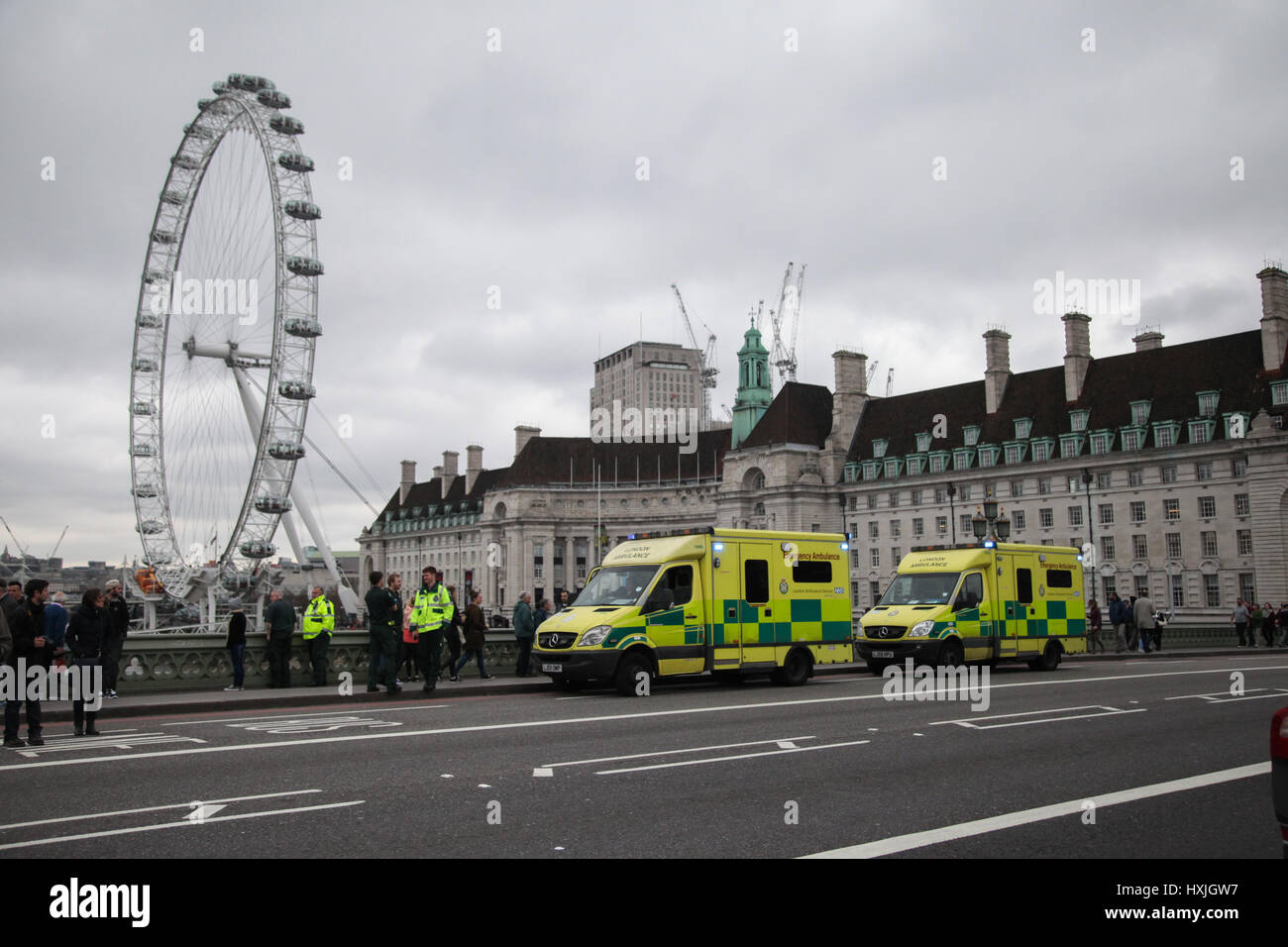 Westminster Bridge. London. UK .29 Mar 2017 - Emergency services on ...