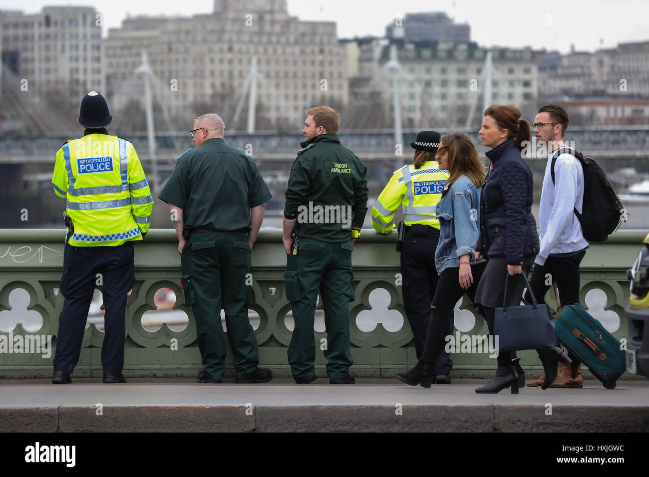 Westminster Bridge. London. UK .29 Mar 2017 - Emergency services on ...