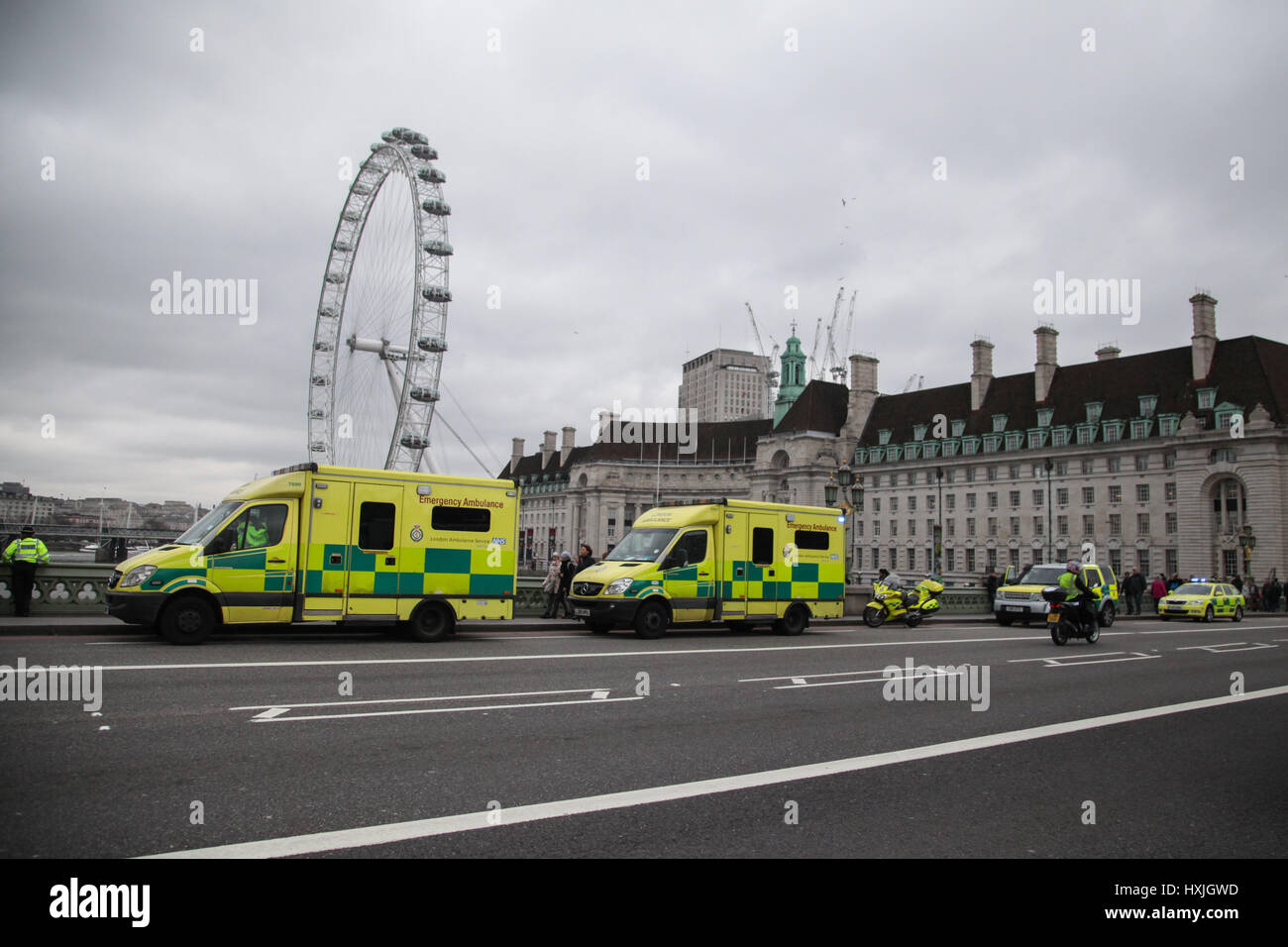 Westminster Bridge. London. UK .29 Mar 2017 - Emergency services on ...