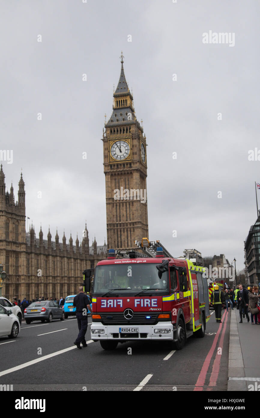 Westminster Bridge. London. UK .29 Mar 2017 - Emergency services on ...