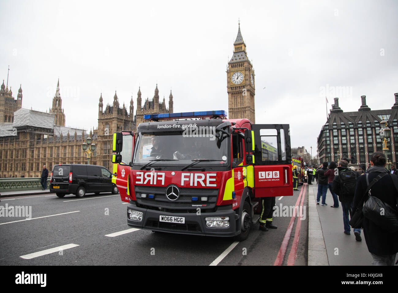Westminster Bridge. London. UK .29 Mar 2017 - Emergency services on ...