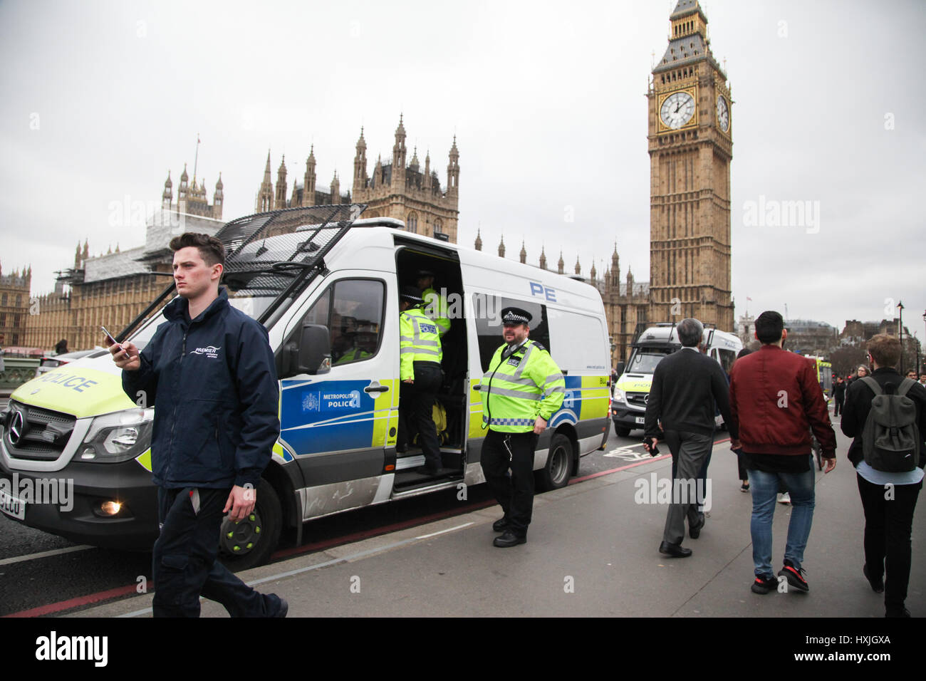 Westminster Bridge. London. UK .29 Mar 2017 - Emergency services on ...