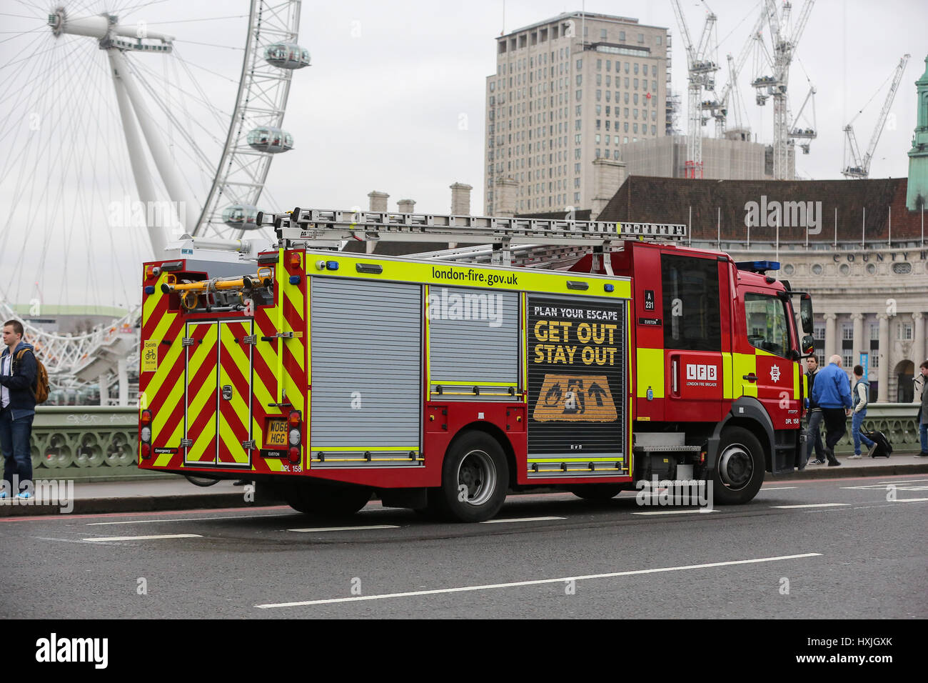 Westminster Bridge. London. UK .29 Mar 2017 - Emergency services on ...