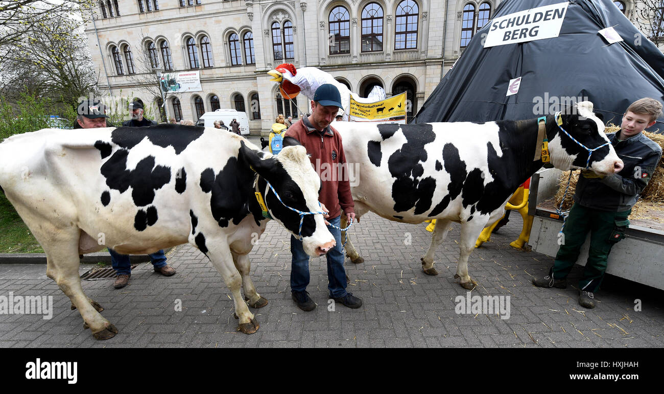 Hanover, Germany. 29th Mar, 2017. Milk farmers from 13 federal states ...