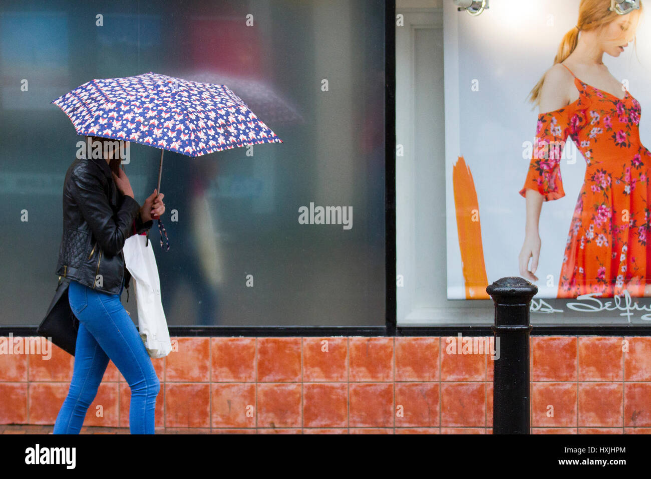 Preston, Lancashire, UK. UK Weather. 29th March 2017, Pouring with rain ...