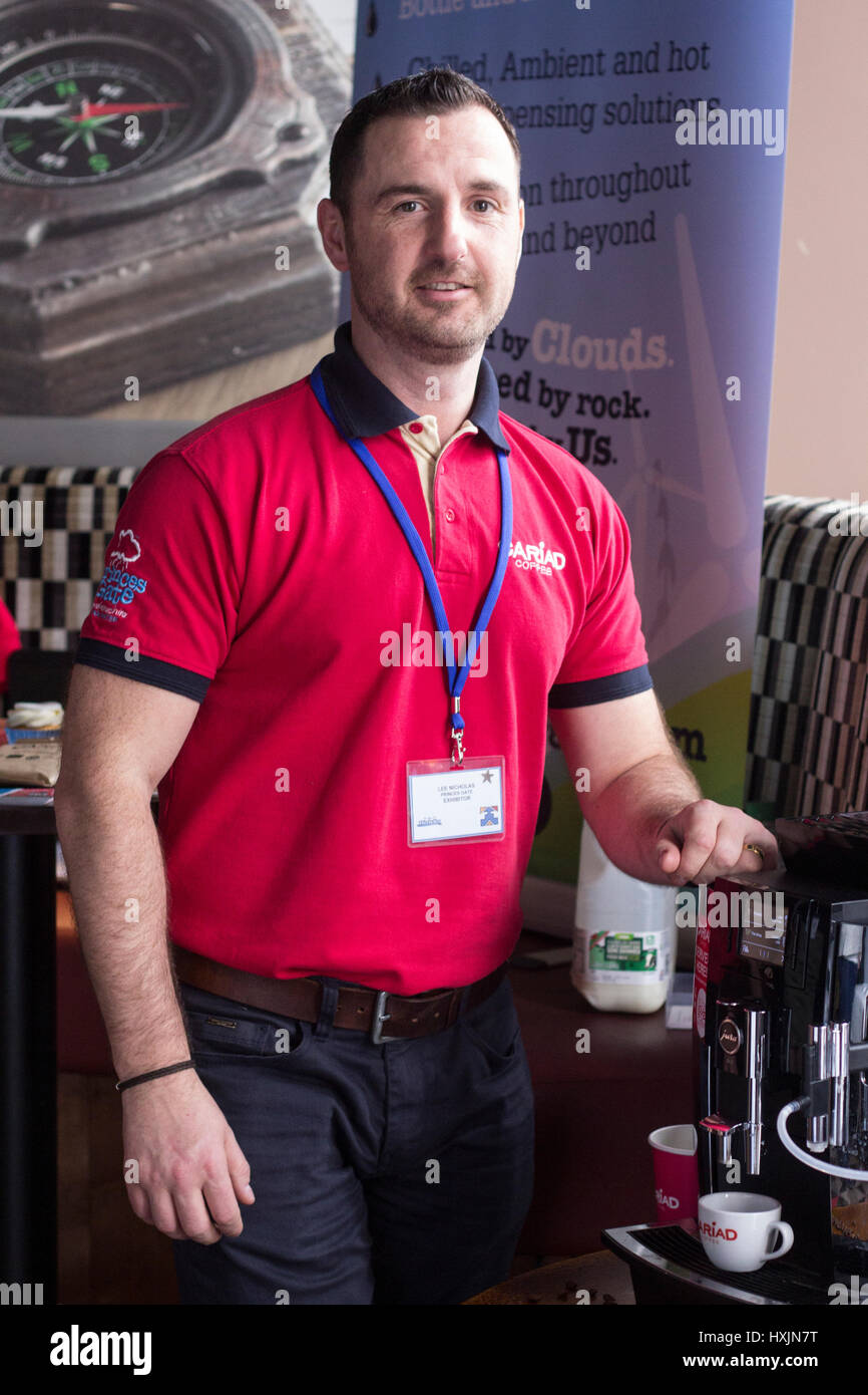 Lee Nicholas representing Cariad Coffee. Stall holders at the Cardiff ...