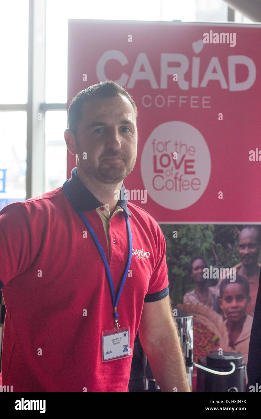Lee Nicholas representing Cariad Coffee. Stall holders at the Cardiff ...