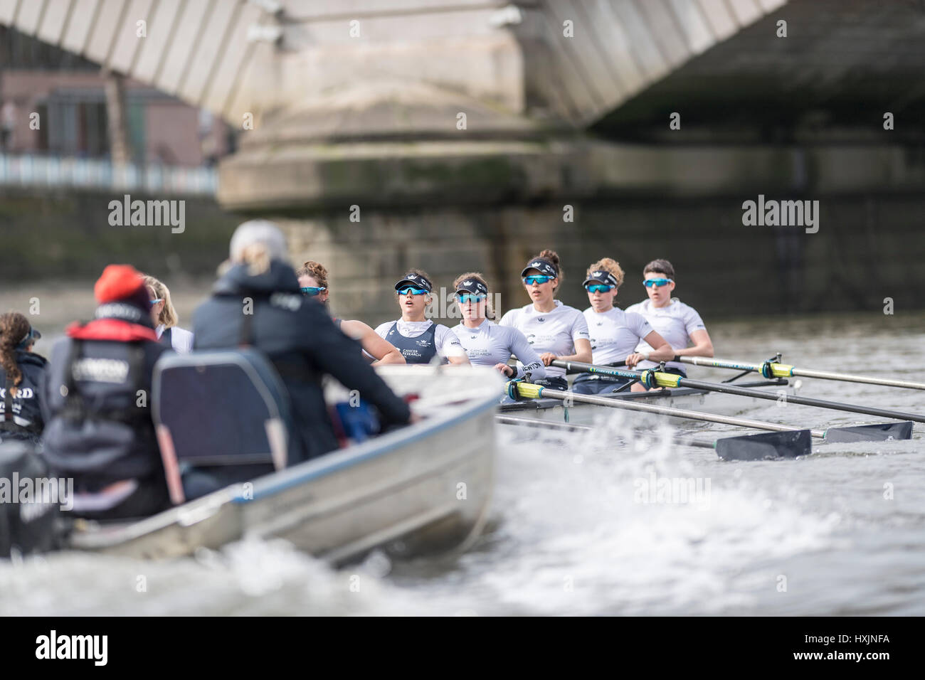 London, UK. 29th March 2017. Oxford University Women's Boat Club on a ...