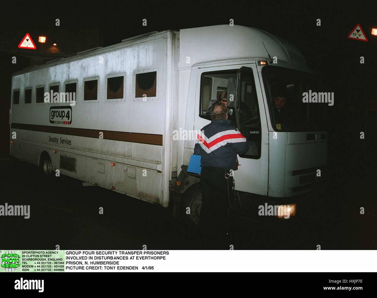 GROUP 4 SECURITY VAN EVERTHORPE PRISON RIOTS 04 January 1995 Stock ...