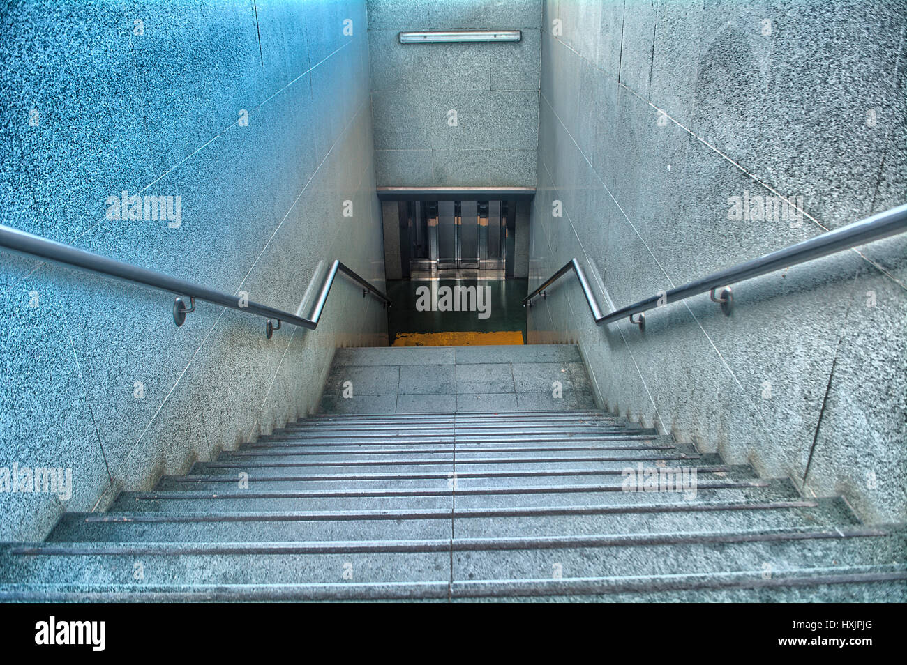 Stairs of a train station to change platform or leave it Stock Photo ...