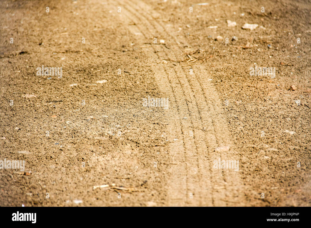 a Curve tire tracks on dry Soil on Sunny day Stock Photo - Alamy