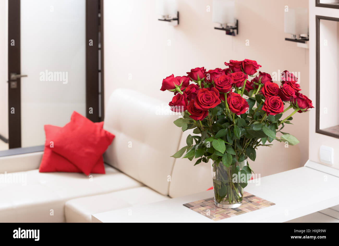 Beautiful bouquet of flowers in the interior Stock Photo - Alamy