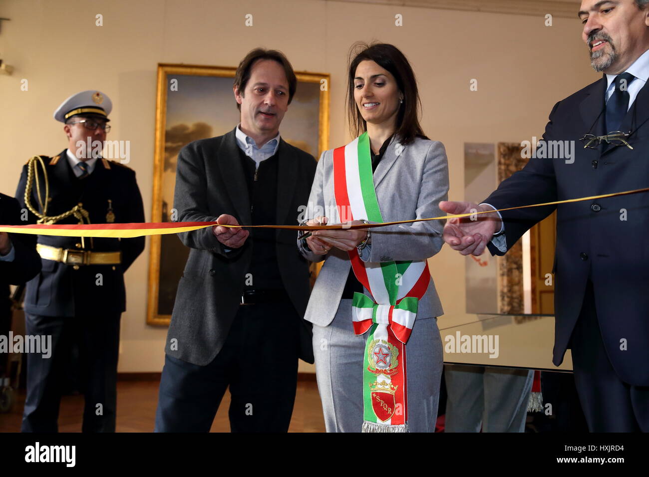 Rome, Italy. 28th Mar, 2017. The Mayor of Rome Virginia Raggi and ...