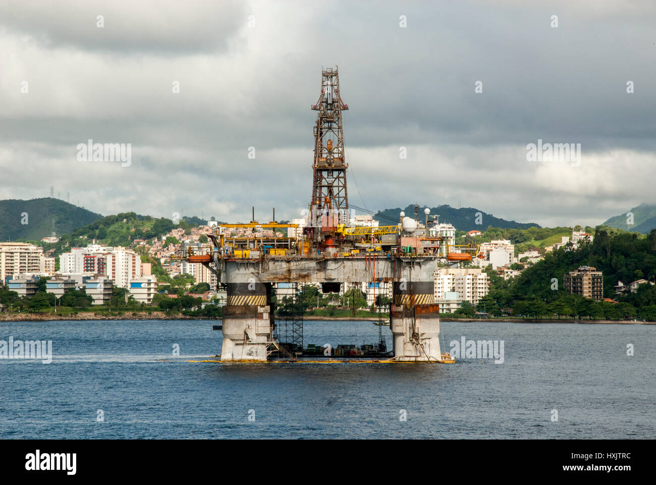 Brazil - Oil Platform At Guanabara Bay, Rio De Janeiro In The ...