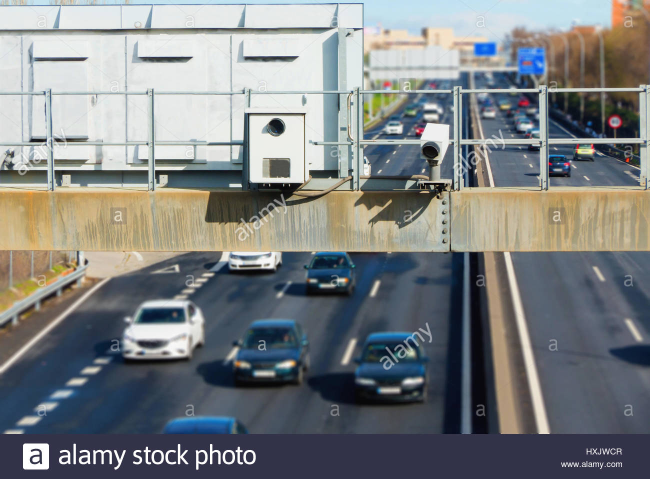 Traffic radar with speed enforcement camera hidden in a roadsign Stock ...
