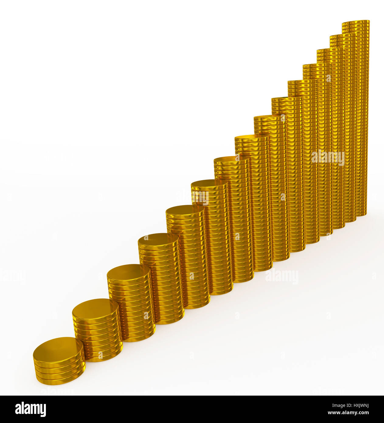 golden coins chart on white Stock Photo - Alamy