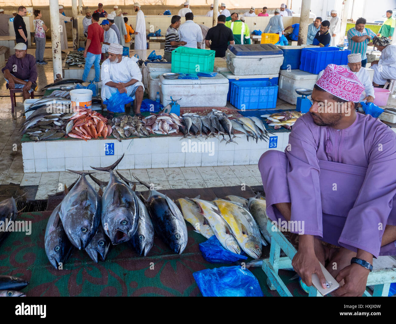 Muscat, Oman, 12 March 2017: fish market at Muttrah, town center of ...