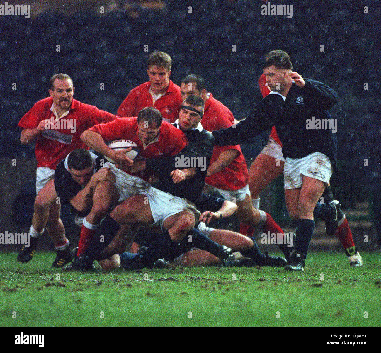 RON TOEWS GETS TACKLED BY ERIC PETERS SCOTLAND V CANADA 21 January 1995 ...