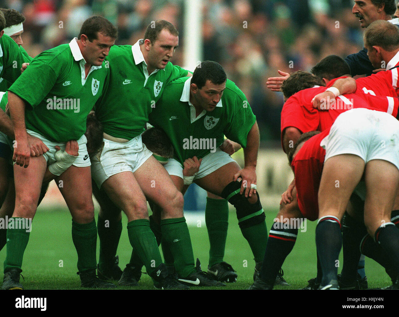 P.CLOHESSY K WOOD N.POPPLEWELL IRISH FRONT ROW V USA 05 November 1994 ...