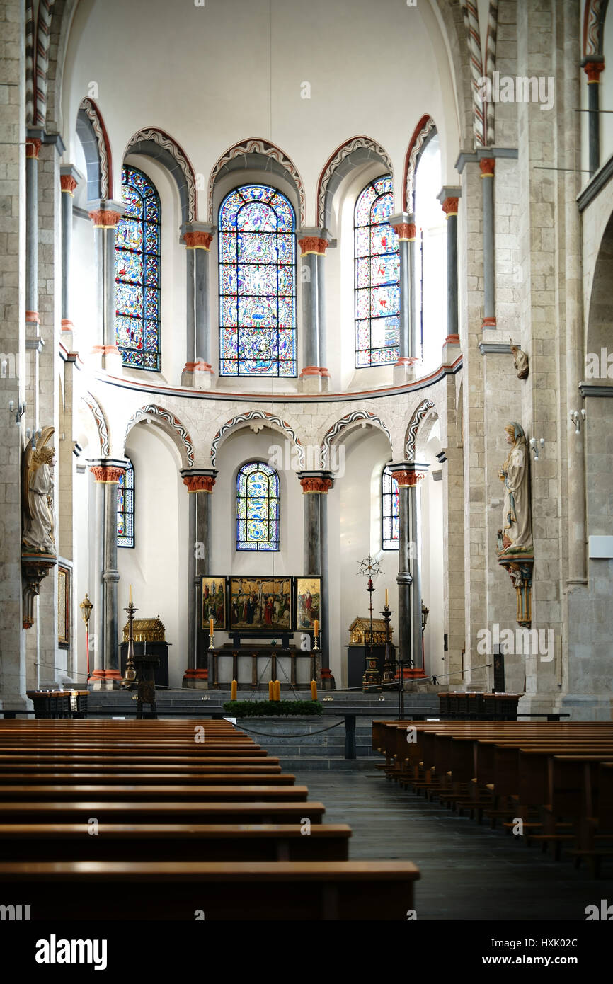 Cologne, Germany - November 24, 2016: The interior of the St. Kunibert ...
