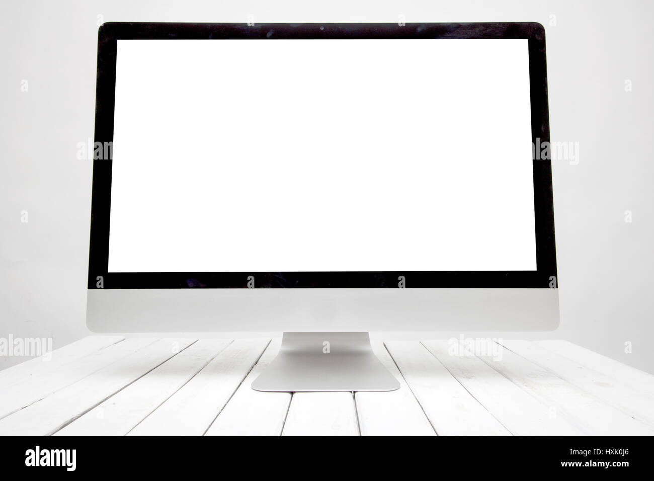 Computer monitors with blank white screen Isolated on white background ...