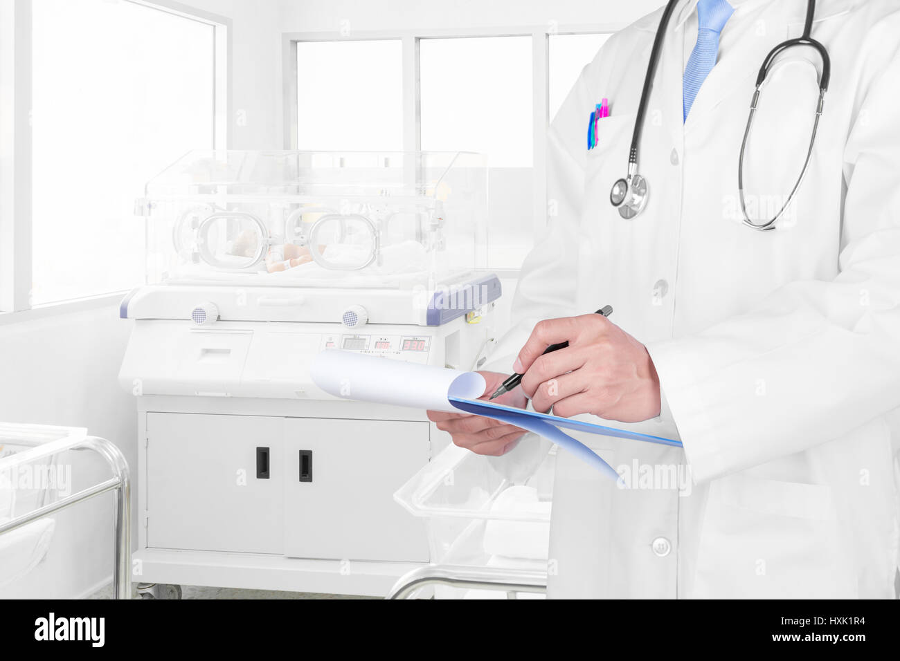 Doctor writing a medical prescription with medical background Stock ...