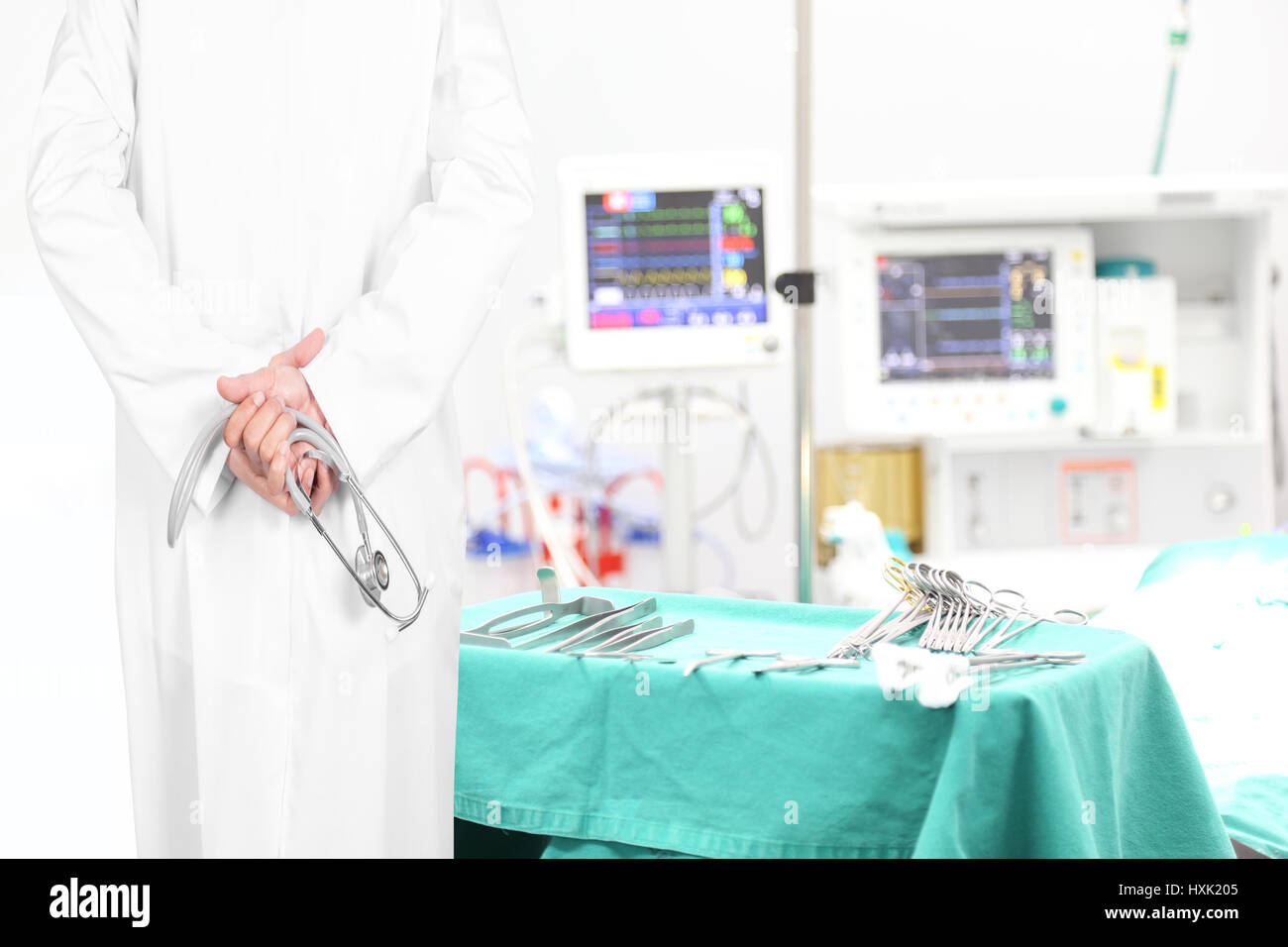 rear view image of doctors pose arms crossed behind back with ...