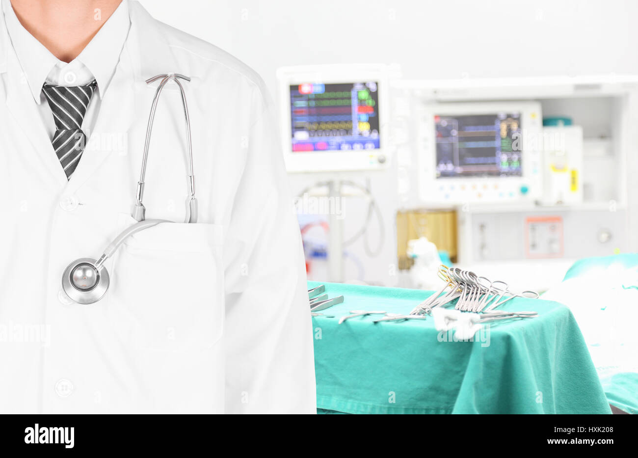 Doctor with medical background Stock Photo - Alamy