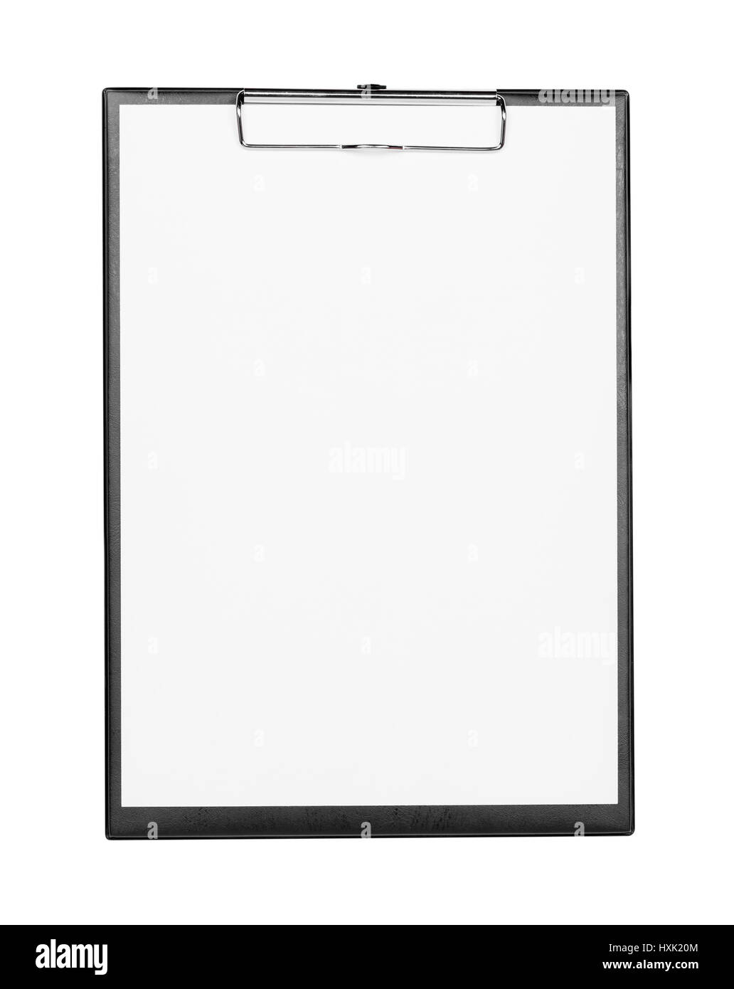 Black clipboard with white paper isolated on white background with ...