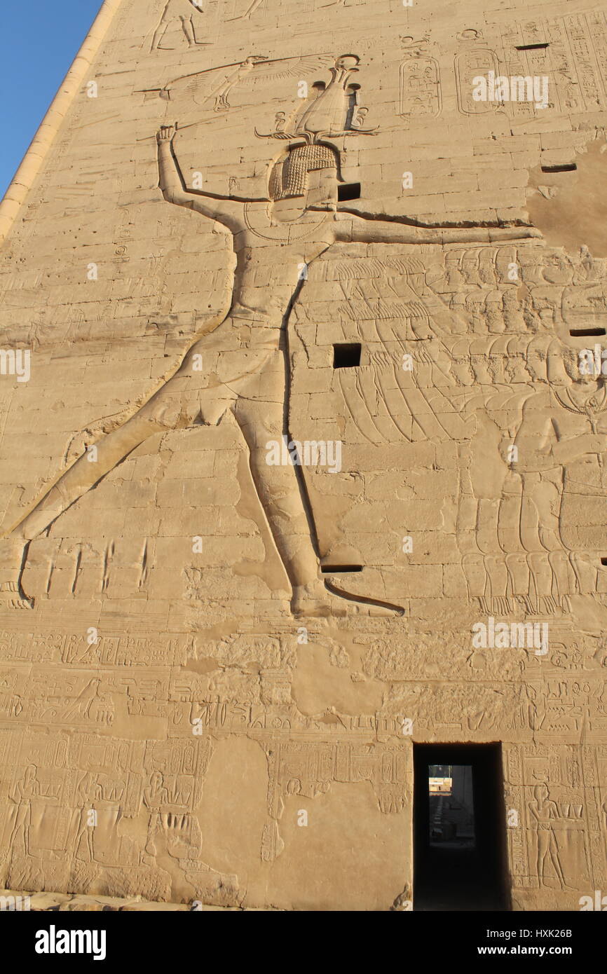 Edfu temple of Horus in Edfu city on the Nile Stock Photo - Alamy