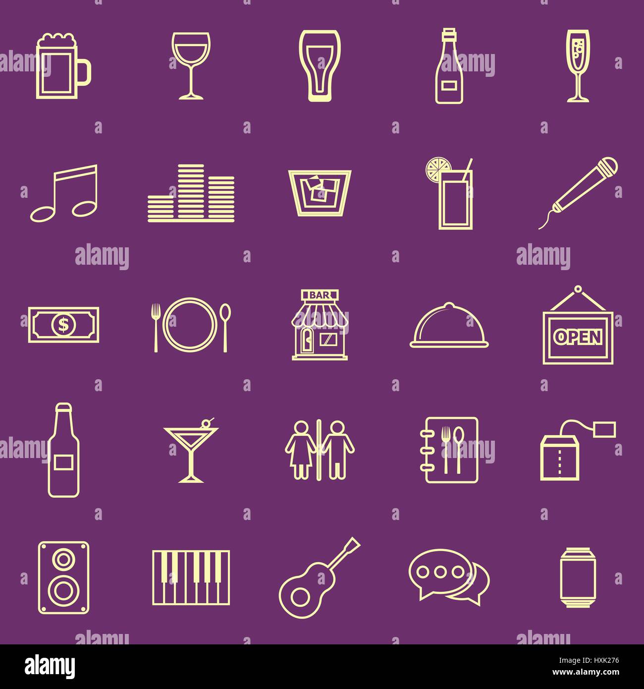 Bar color line icons on purple background, stock vector Stock Vector ...