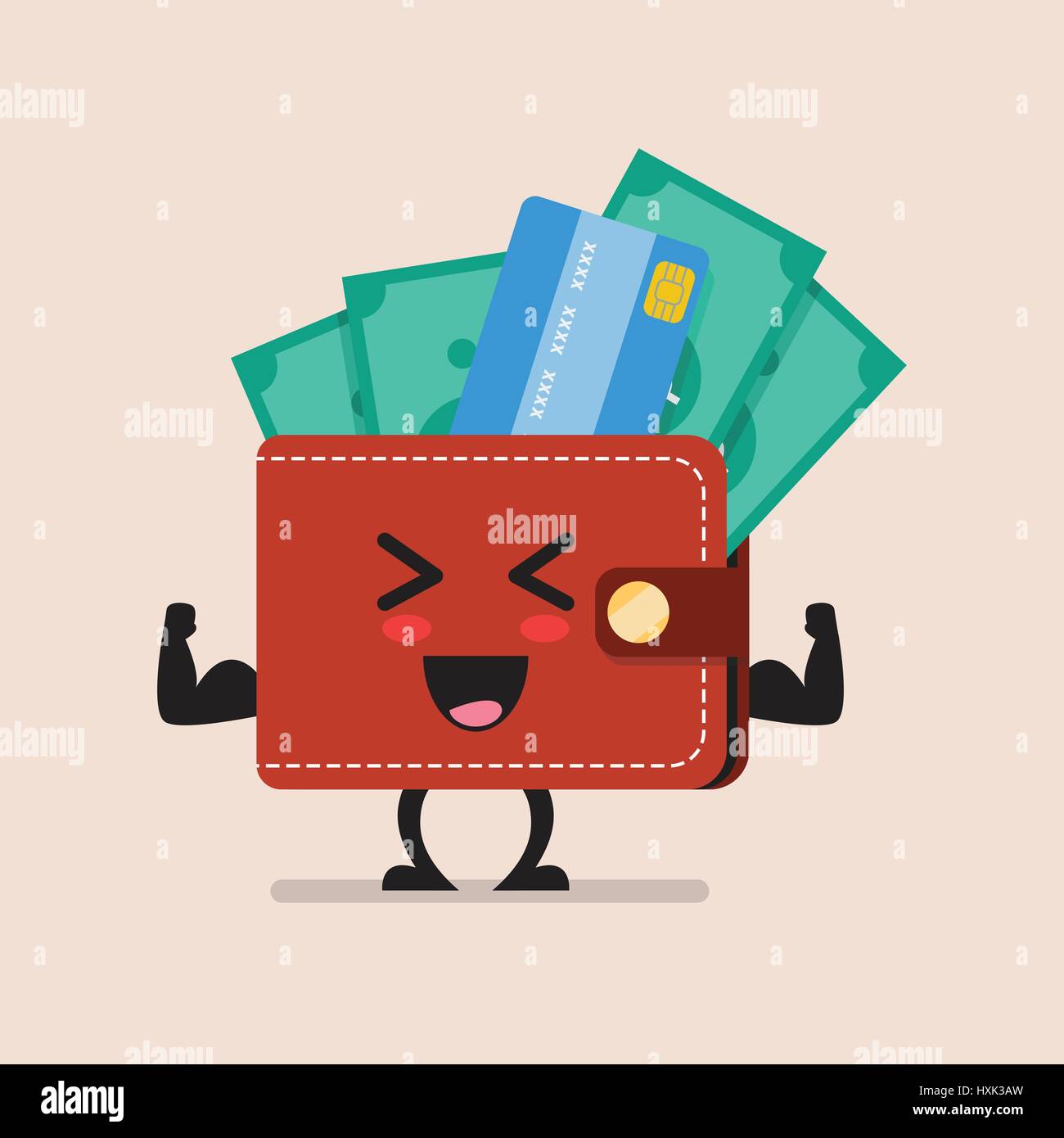 Strong wallet character. Financial strength concept Stock Vector Image ...