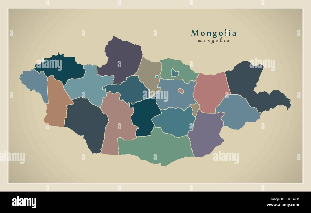 Modern Map - Mongolia with provinces political view MN Stock Vector ...