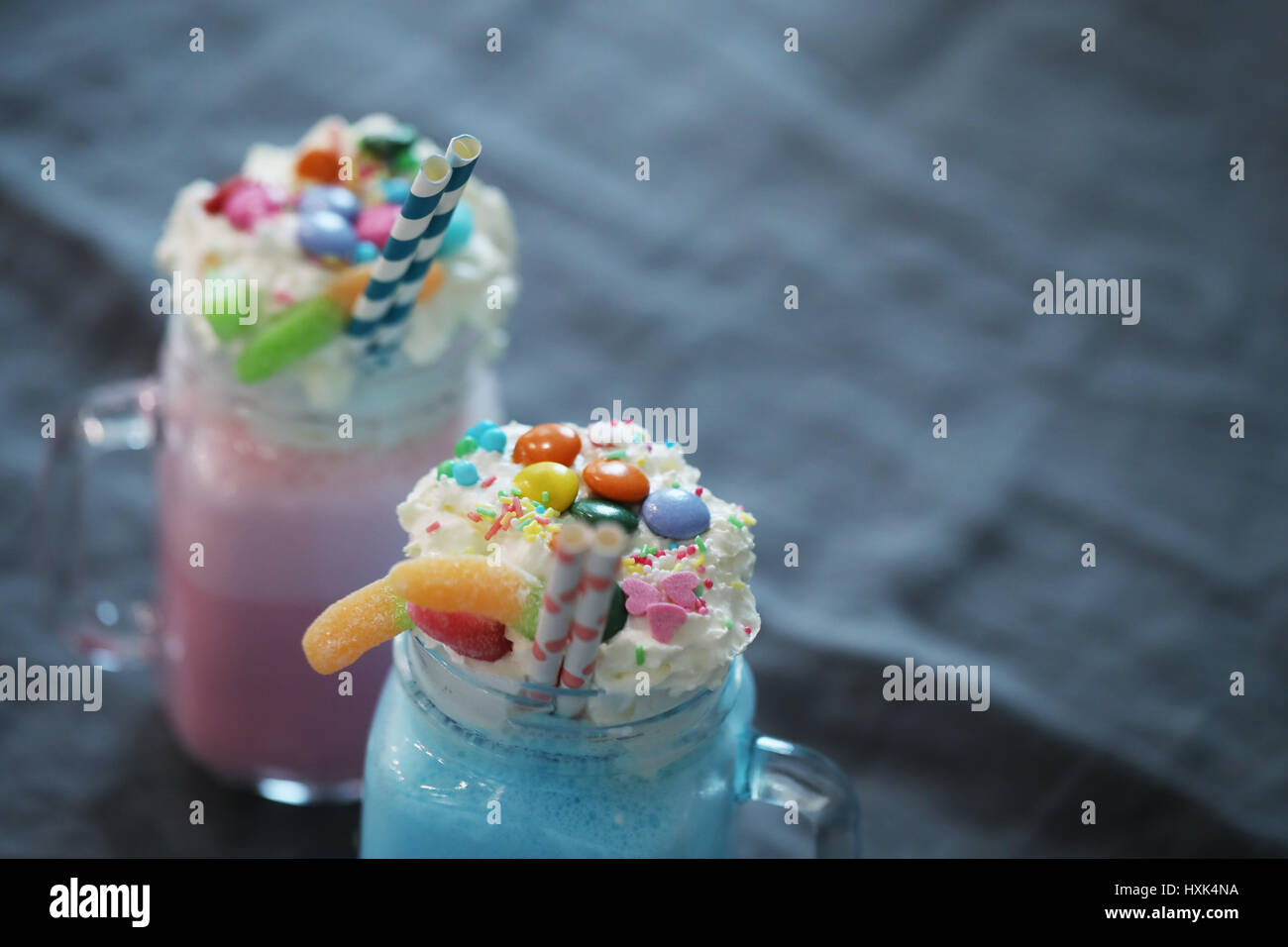Delicious milkshakes on the table Stock Photo - Alamy