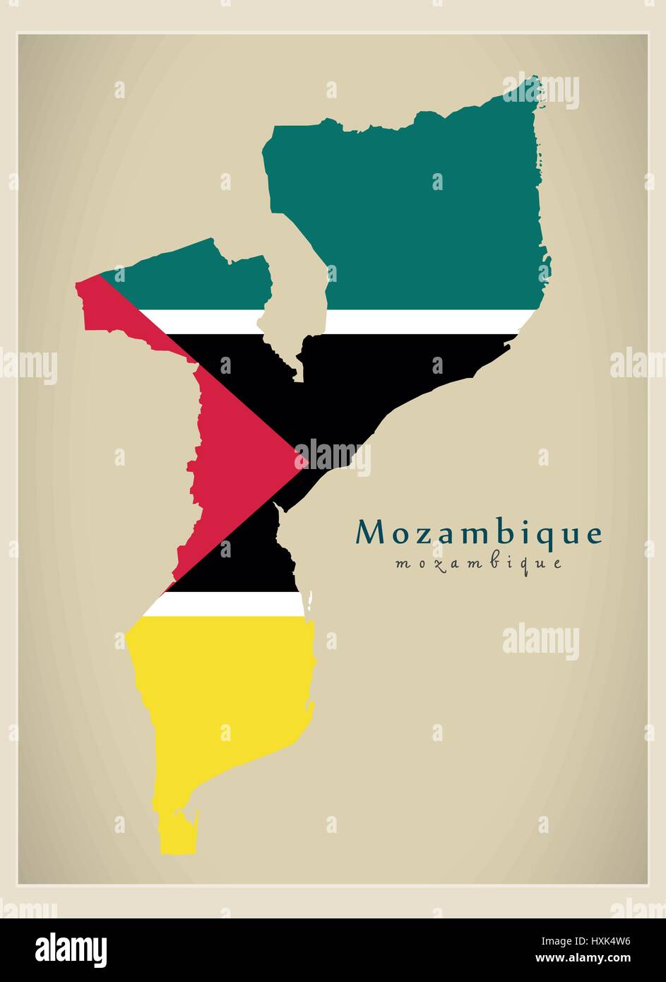 Modern Map - Mozambique flag colored MZ Stock Vector Image & Art - Alamy