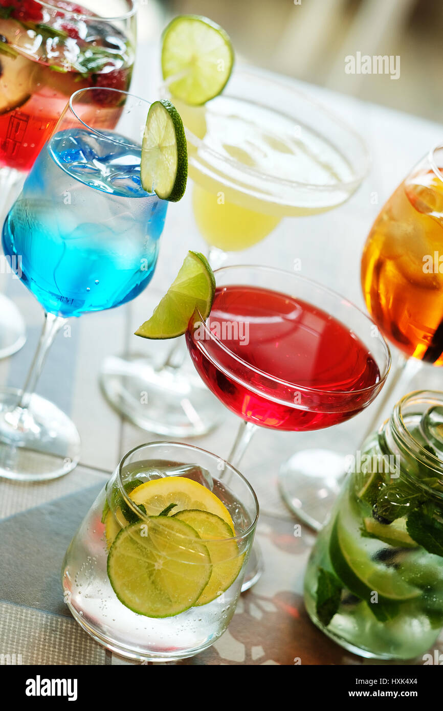 Bar. Various cocktails on the table Stock Photo - Alamy