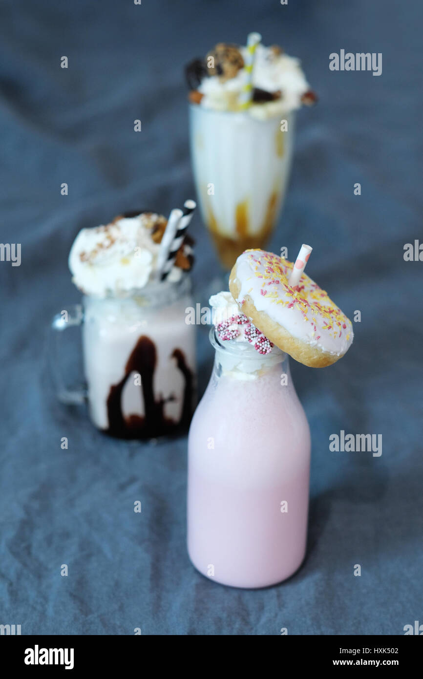 Delicious milkshakes on the table Stock Photo - Alamy