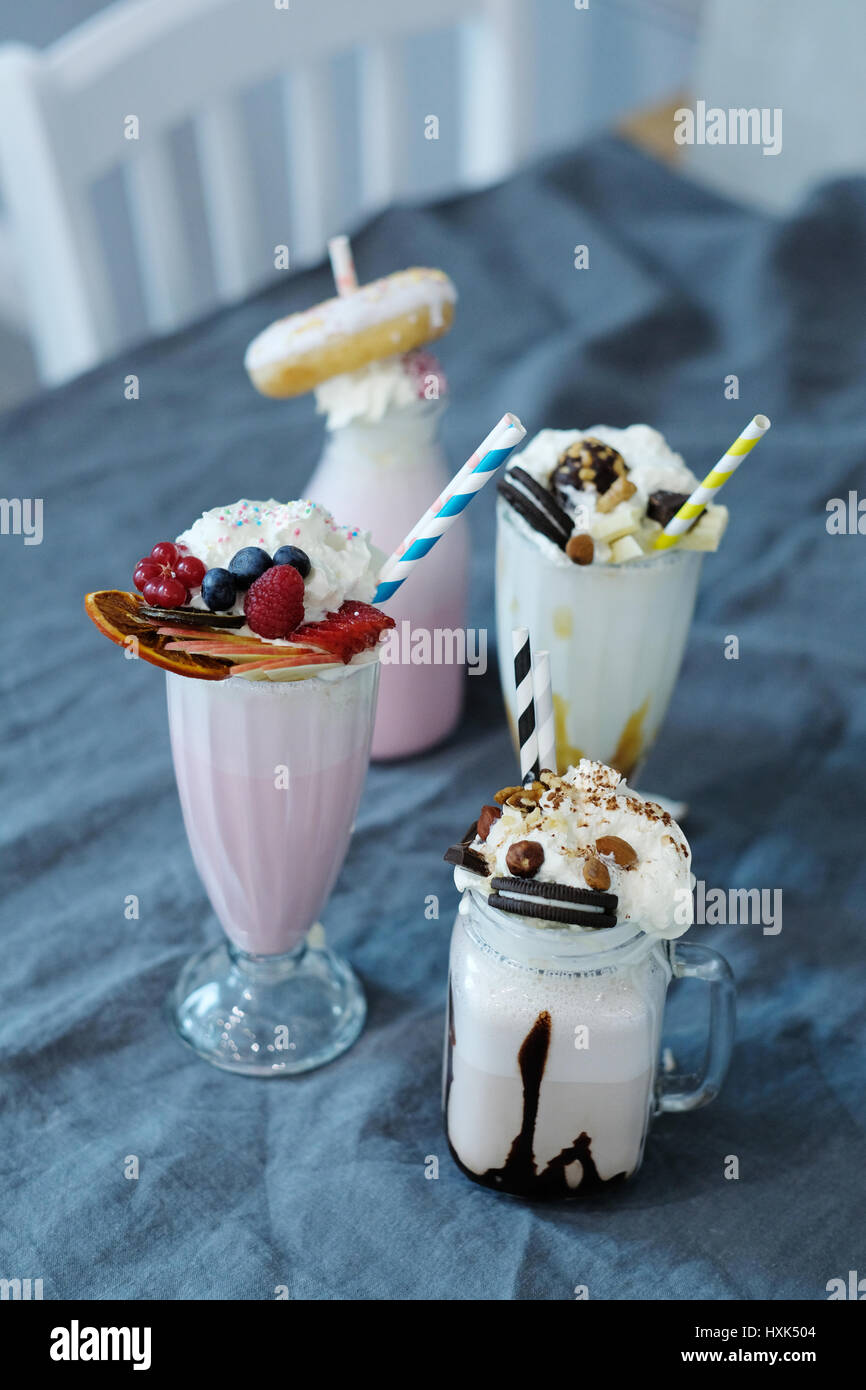 Delicious milkshakes on the table Stock Photo - Alamy