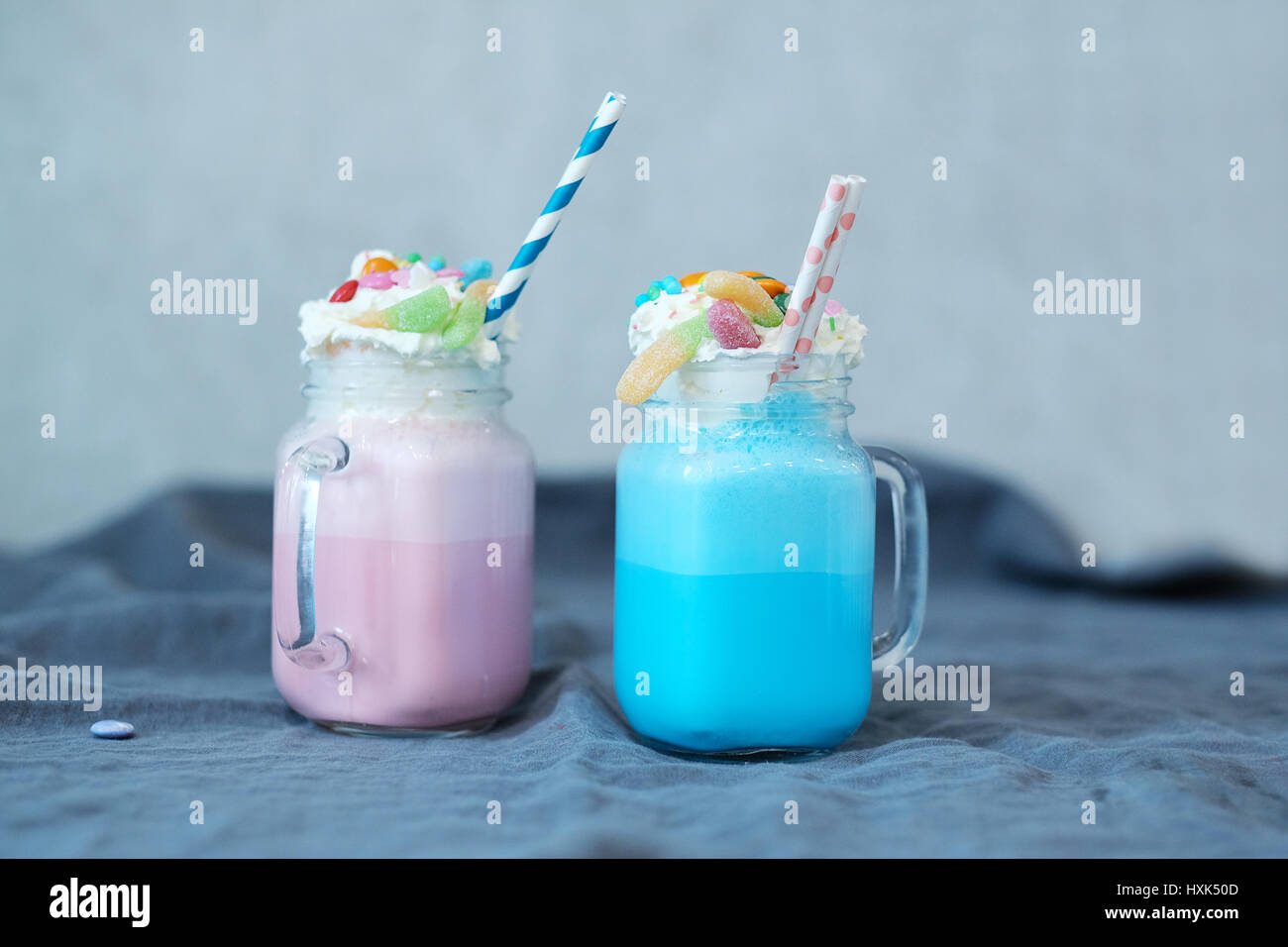 Delicious milkshakes on the table Stock Photo - Alamy