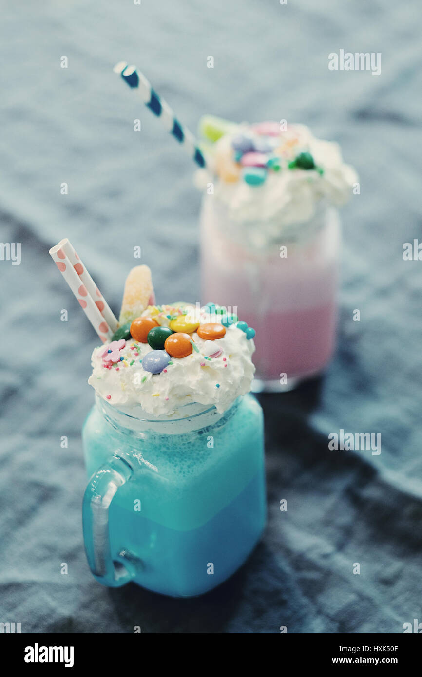 Delicious milkshakes on the table Stock Photo - Alamy
