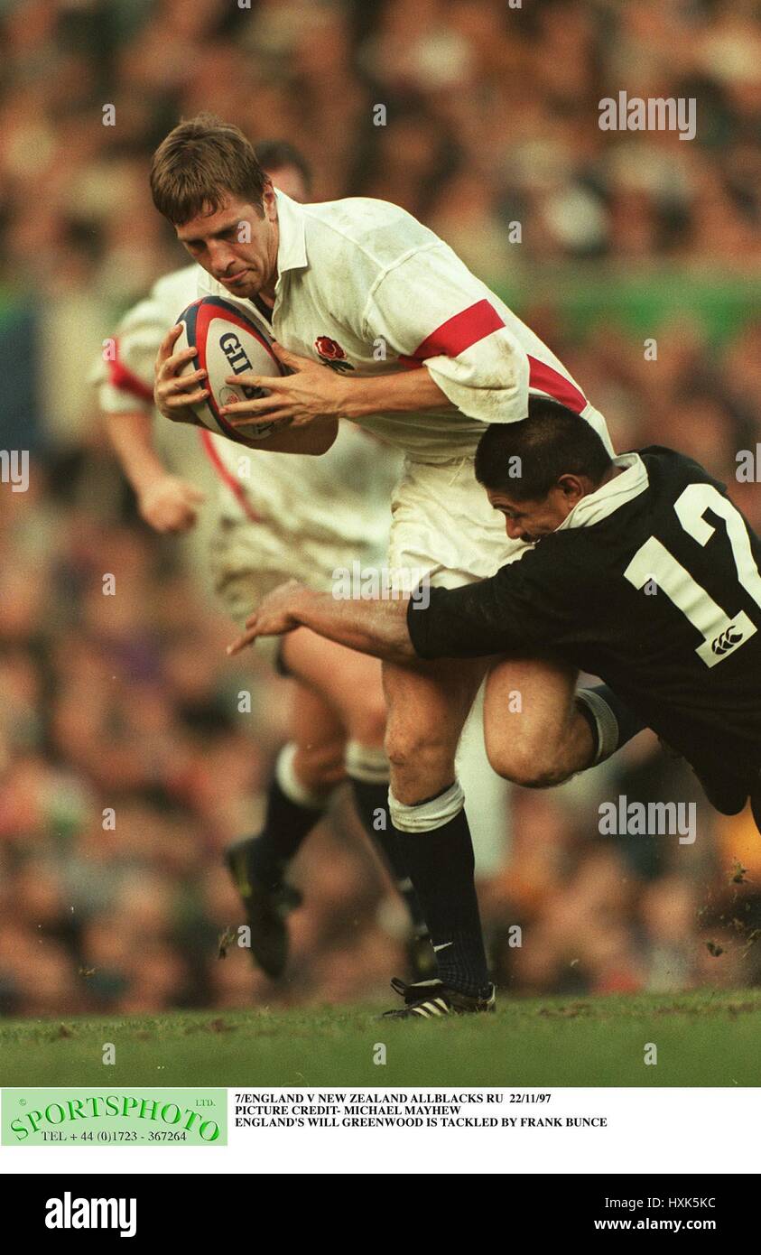 WILL GREENWOOD & FRANK BUNCE ENGLAND V NEW ZEALAND ALLBLACK 22 November ...