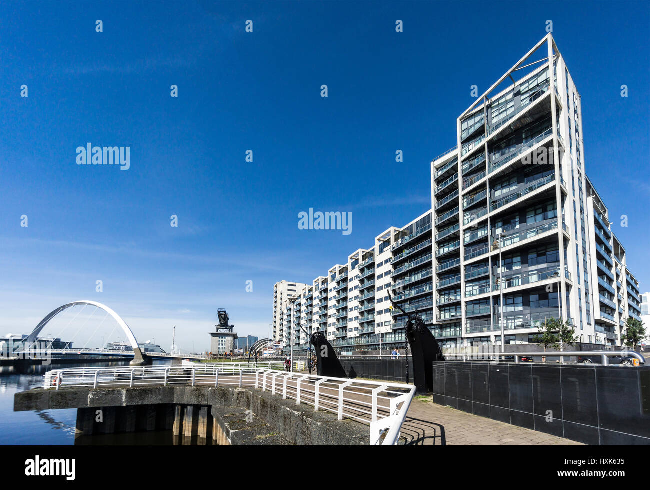 Lancefield Quay Flat development by River Clyde in Glasgow Scotland ...