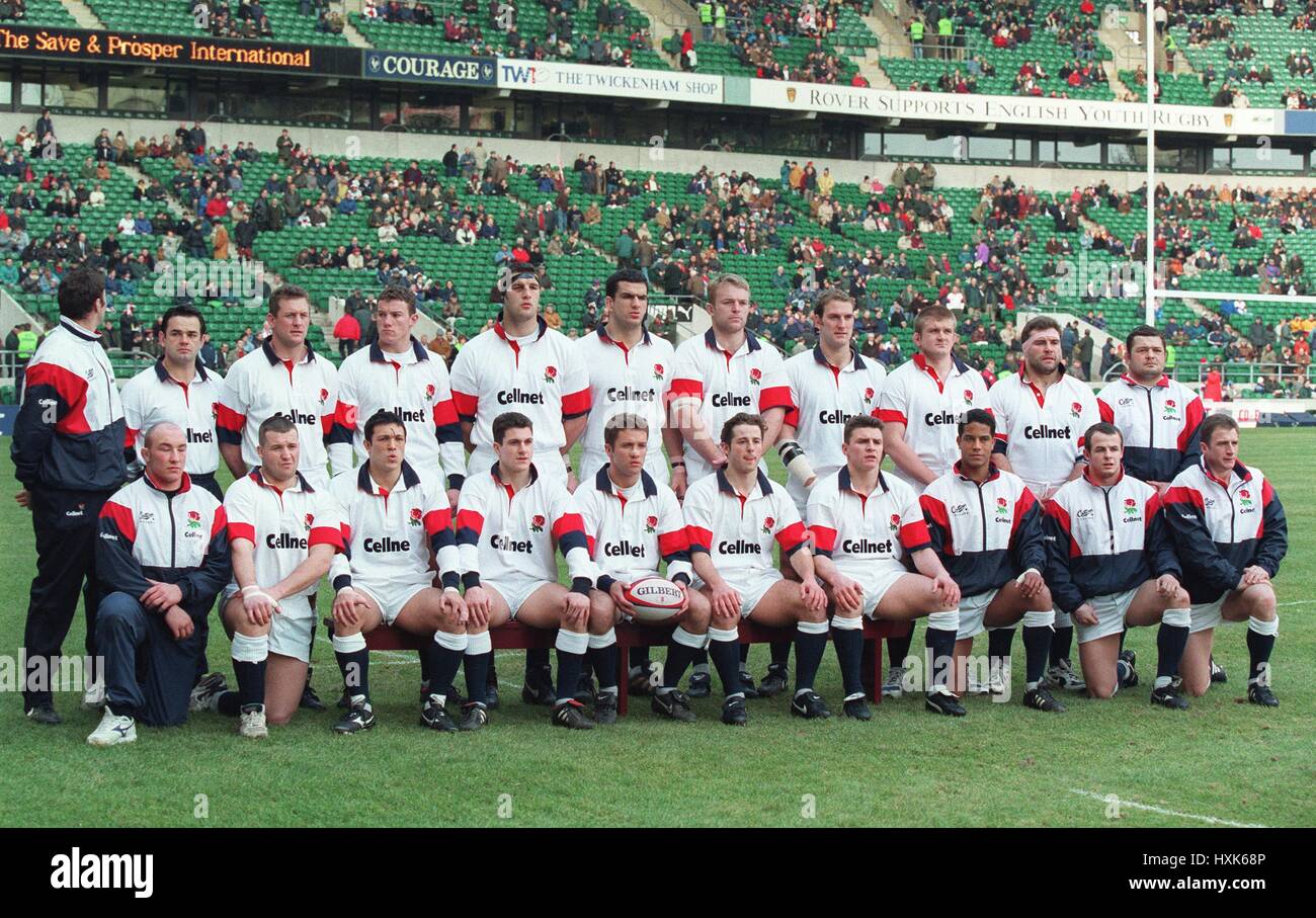 ENGLAND TEAM LINE UP ENGLAND RU TWICKENHAM 03 February 1997 Stock Photo ...