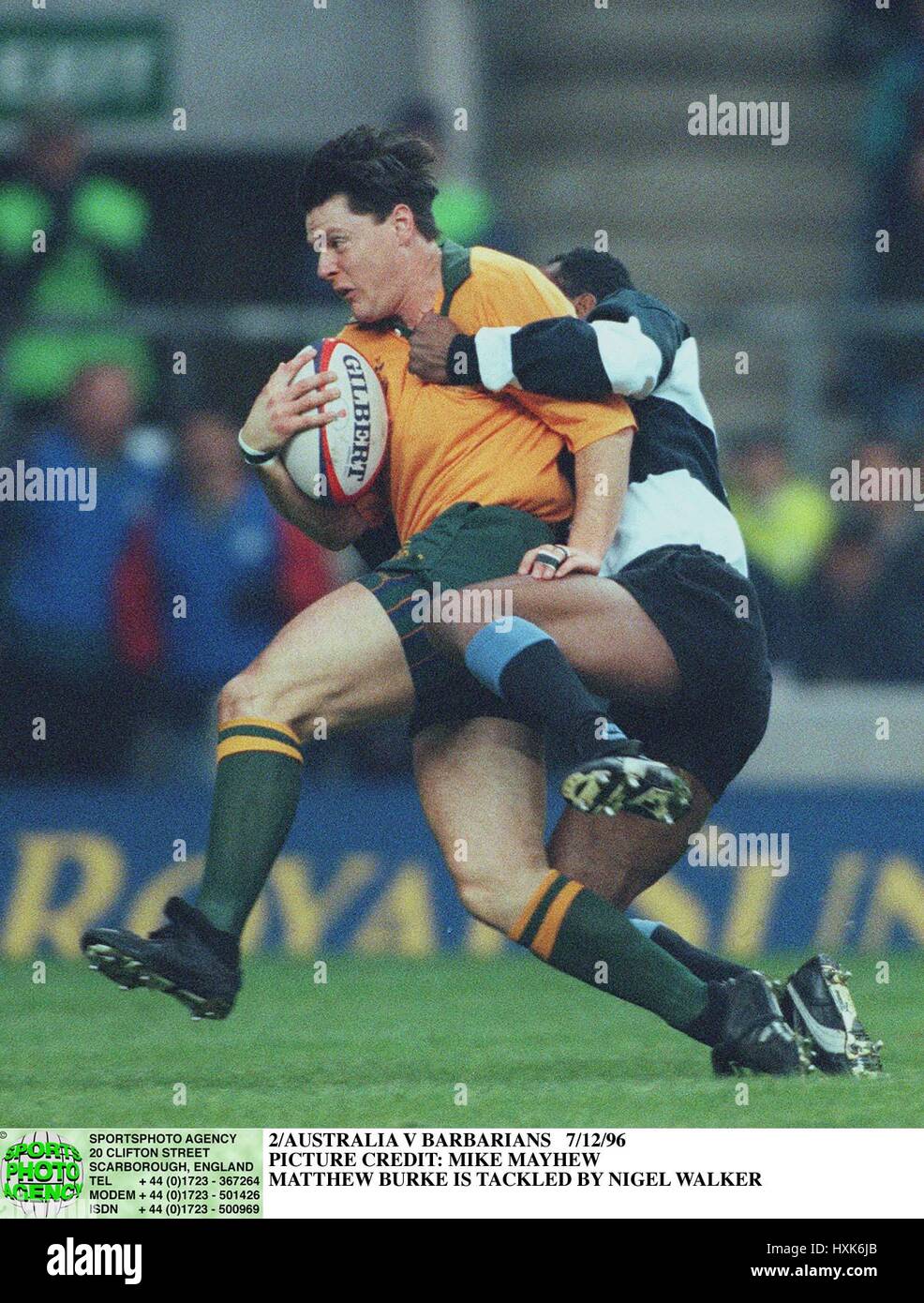 MATTHEW BURKE & NIGEL WALKER BARBARIANS V AUSTRALIA 07 December 1996 ...