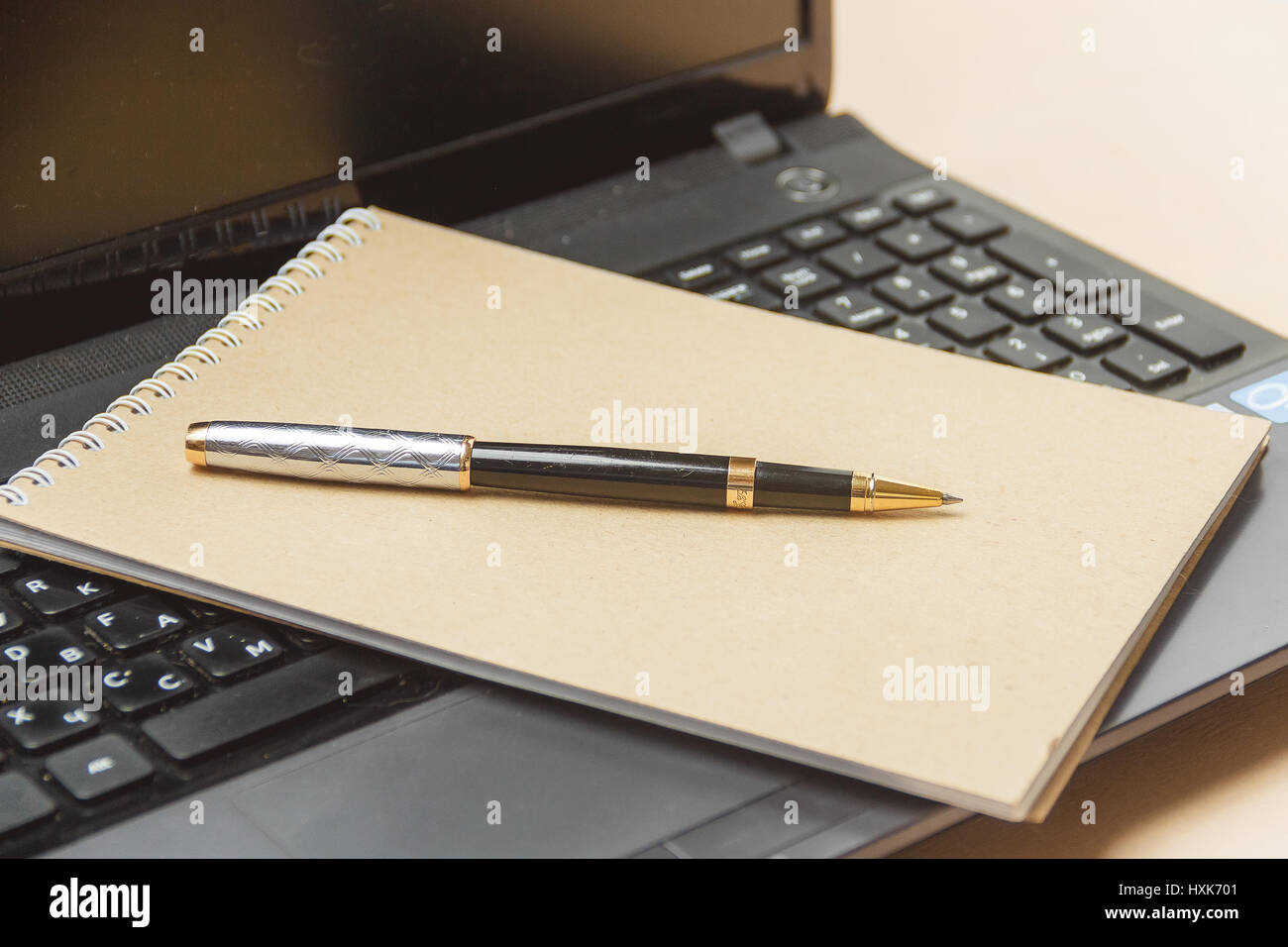 Office table with laptop hi-res stock photography and images - Alamy