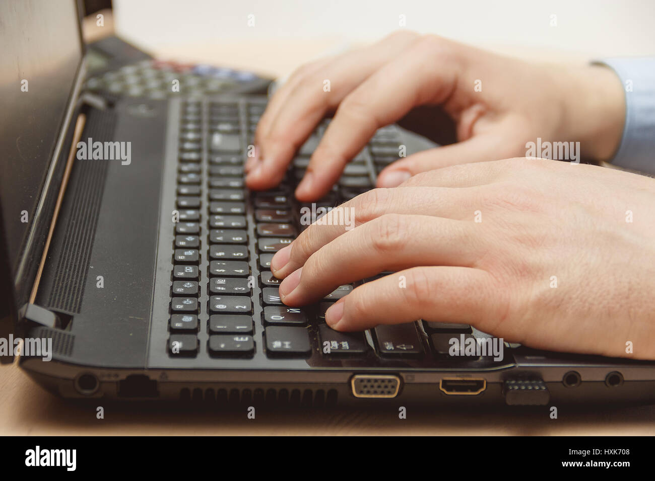 businessman hand using keyboard on computer laptop Stock Photo - Alamy
