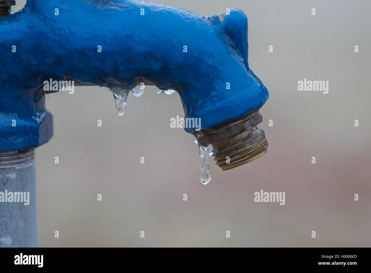 Ice frozen as it was dripping from a water faucet Stock Photo - Alamy