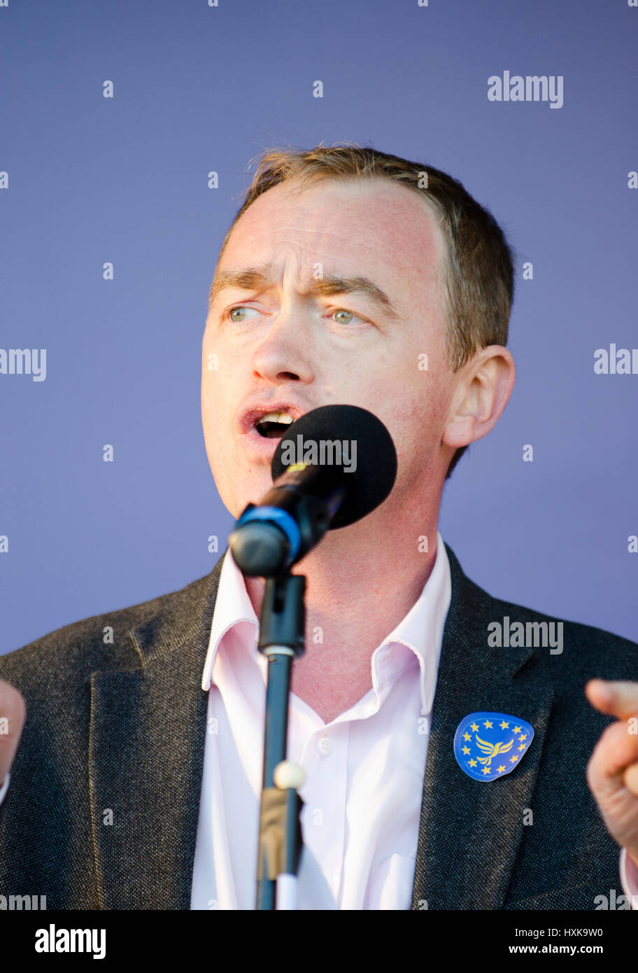 Tim Farron MP, leader of the Liberal Democrats ,addresses the Unite For ...