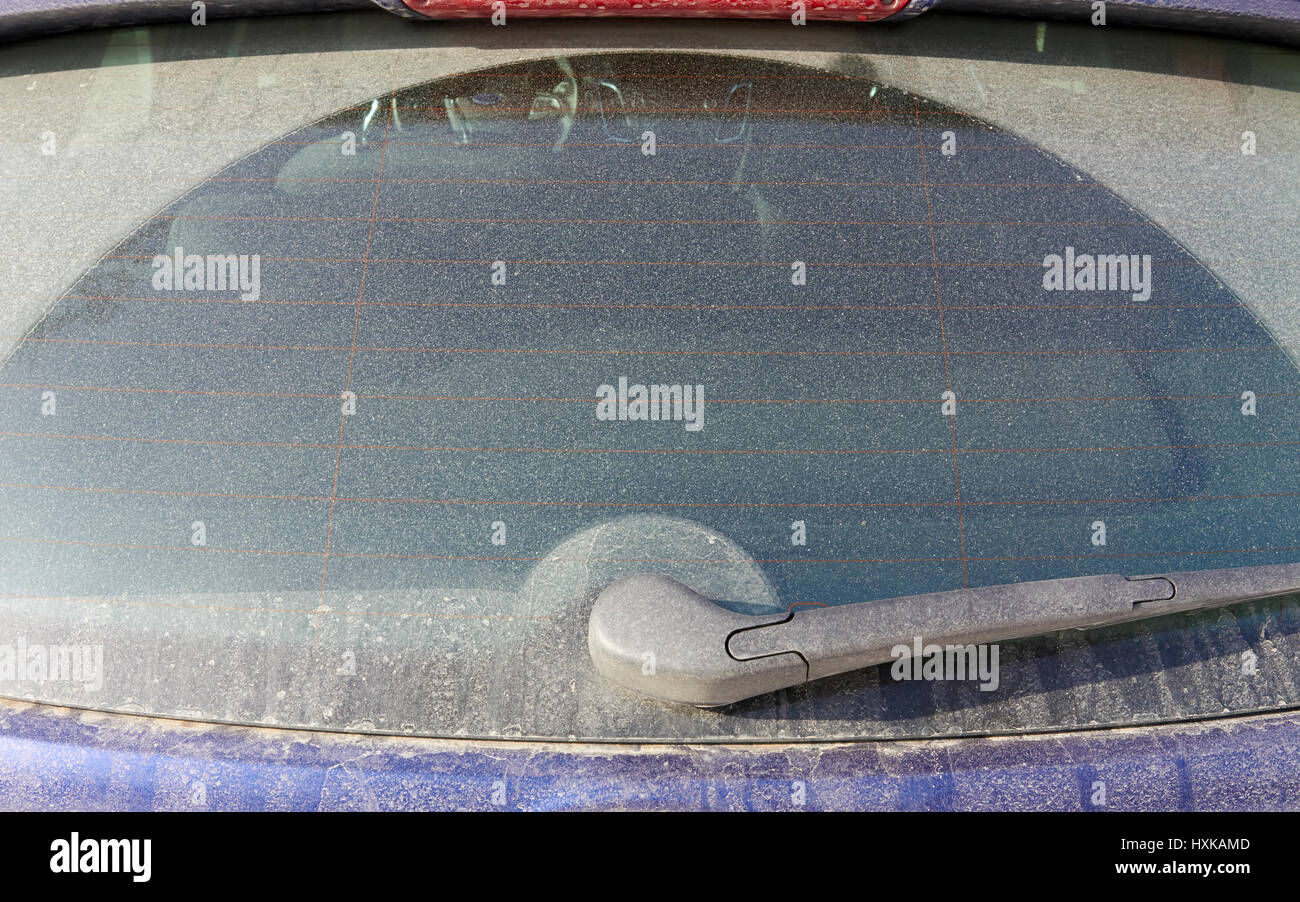 Dirty rear window of the car Stock Photo - Alamy